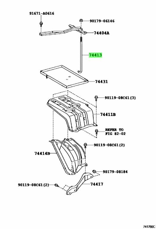 Buy Genuine Toyota 7445110060 (74451-10060) Bolt, Battery Clamp. Prices ...
