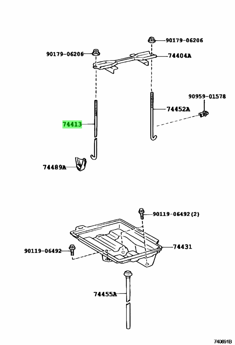 Buy Genuine Toyota 7445151010 (74451-51010) Bolt, Battery Clamp. Prices ...
