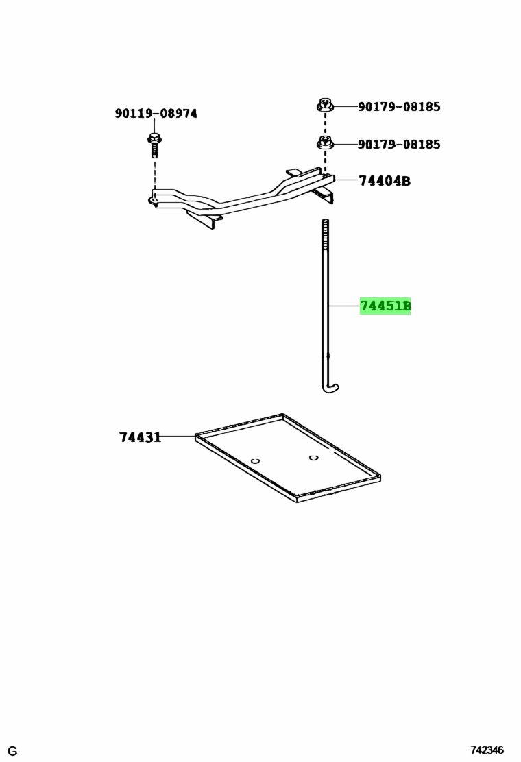 Buy Genuine Toyota 7445160080 (74451-60080) Bolt, Battery Clamp. Prices ...