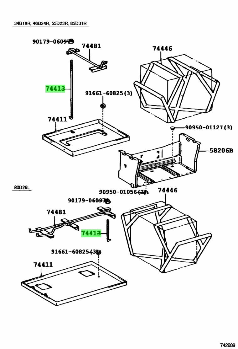Buy Genuine Toyota 7445195J02 (74451-95J02) Bolt, Battery Clamp. Prices ...