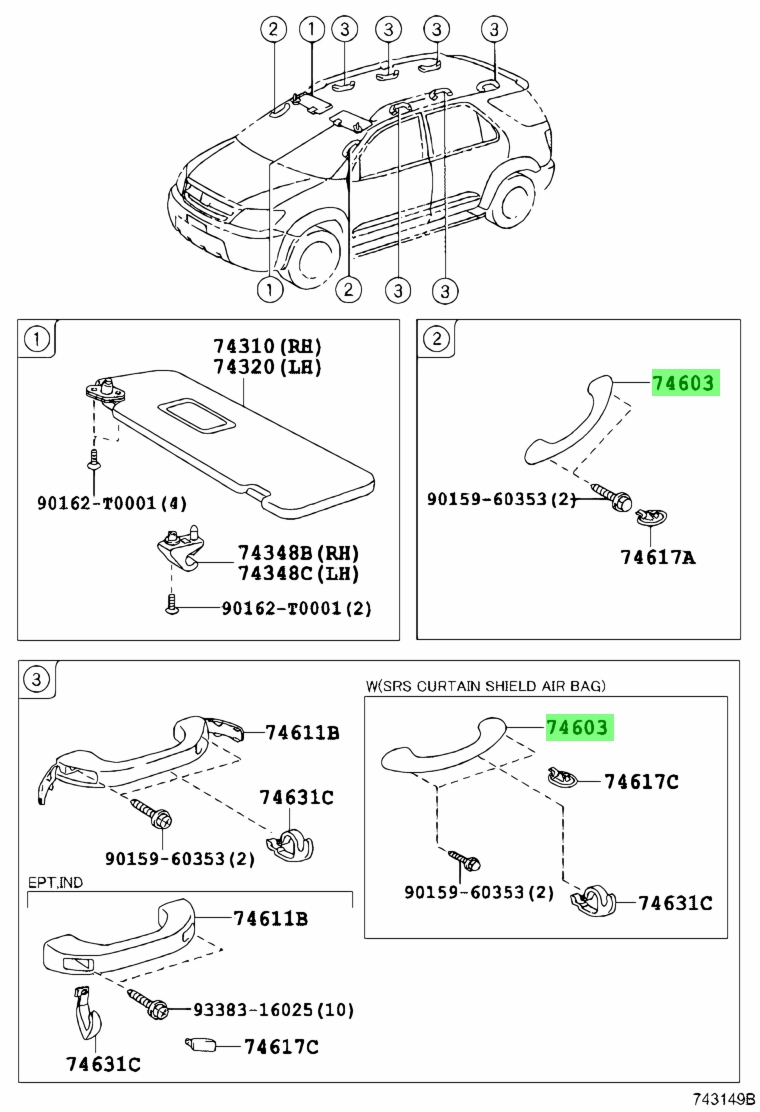 Buy Genuine Toyota 746030K020E0 (74603-0K020-E0) Grip Sub-Assy, Assist ...