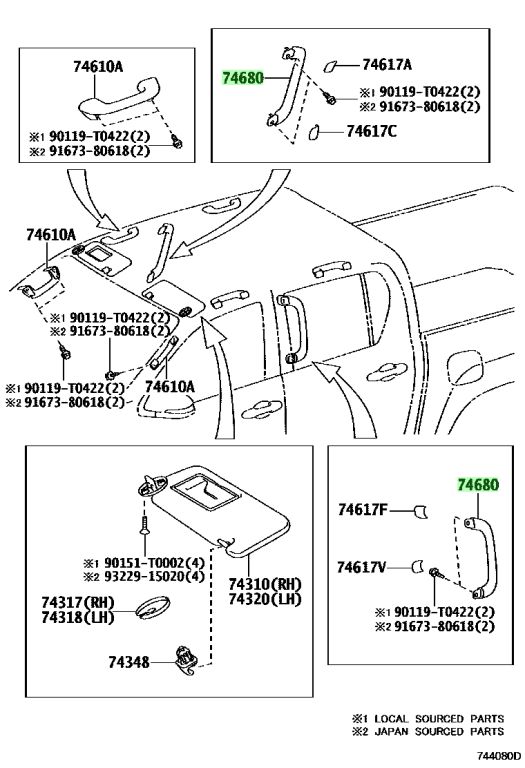 Buy Genuine Toyota 74680KK010B0 (74680-KK010-B0) Grip Assy, Pillar ...