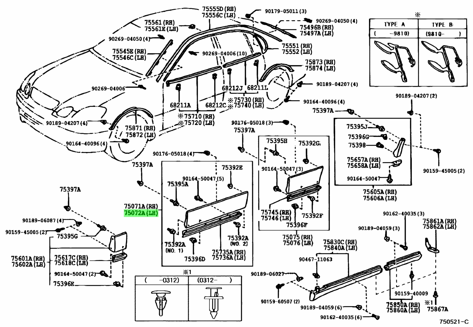 Buy Genuine Toyota 7507230061E1 75072 30061 E1 Moulding Sub Assy