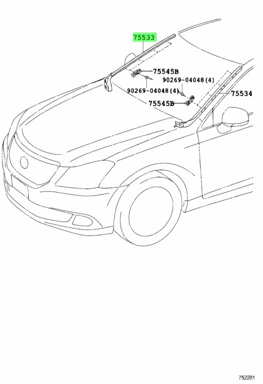 Buy Genuine Toyota 755350N010 (75535-0N010) Moulding, Windshield ...