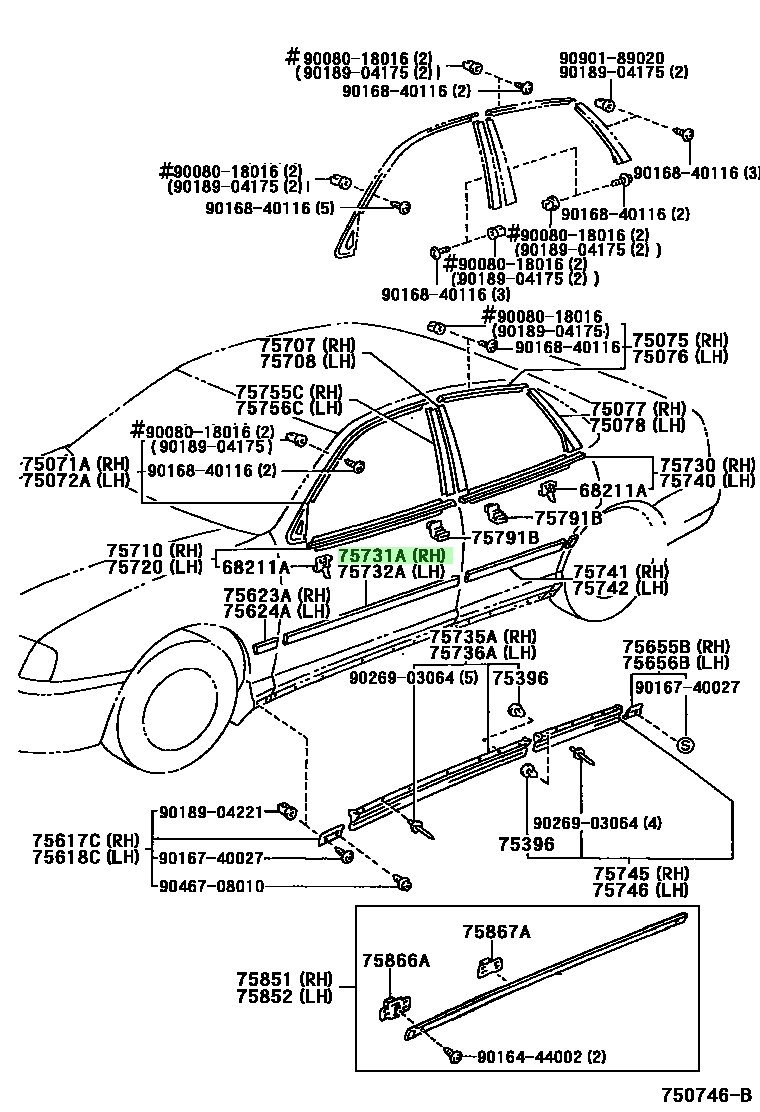 Buy Genuine Toyota 75731YF040D0 (75731-YF040-D0) Moulding, Front Door ...