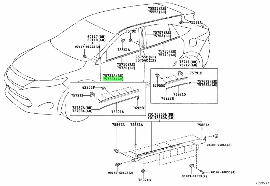 Buy Genuine Toyota 7573248070 (75732-48070) Moulding, Front Door ...
