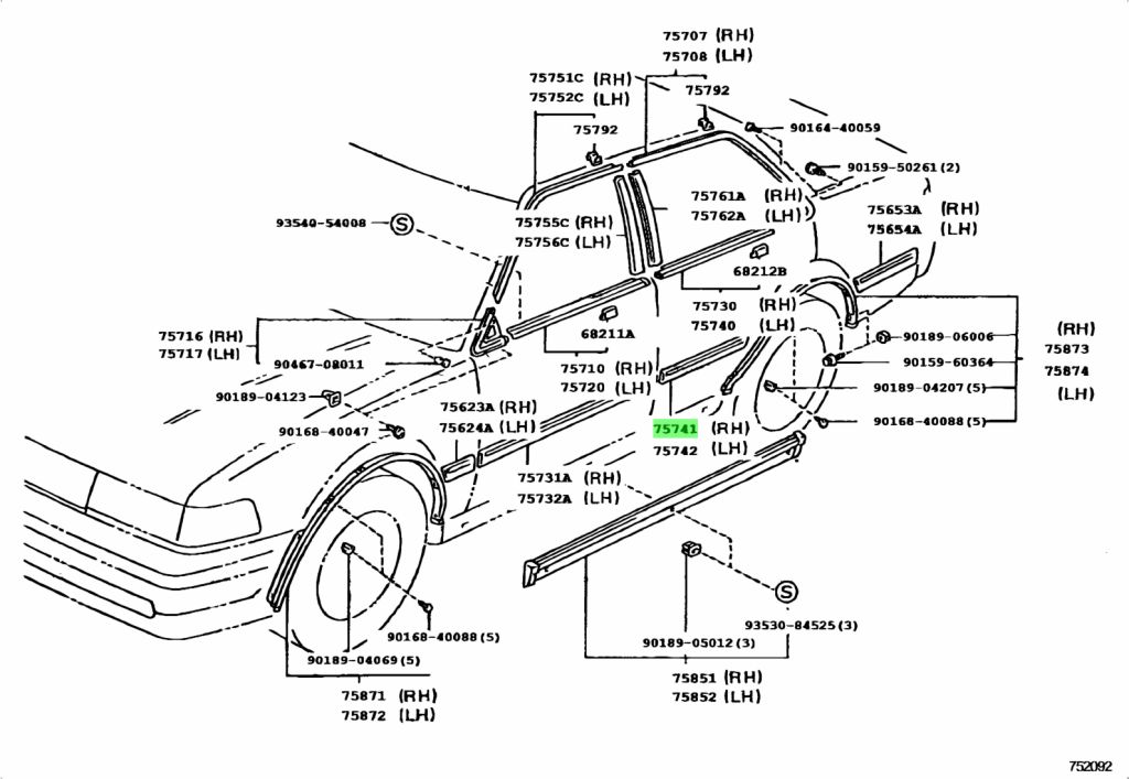 Buy Genuine Toyota 7574191609 (75741-91609) Moulding, Rear Door ...