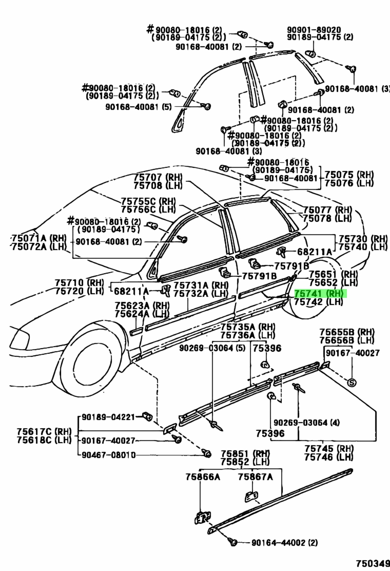 Buy Genuine Toyota 75741AC010E1 (75741-AC010-E1) Moulding, Rear Door ...