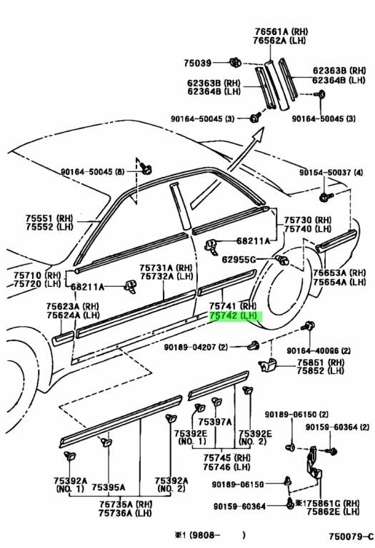Buy Genuine Toyota 7574222740A1 (75742-22740-A1) Moulding, Rear Door ...