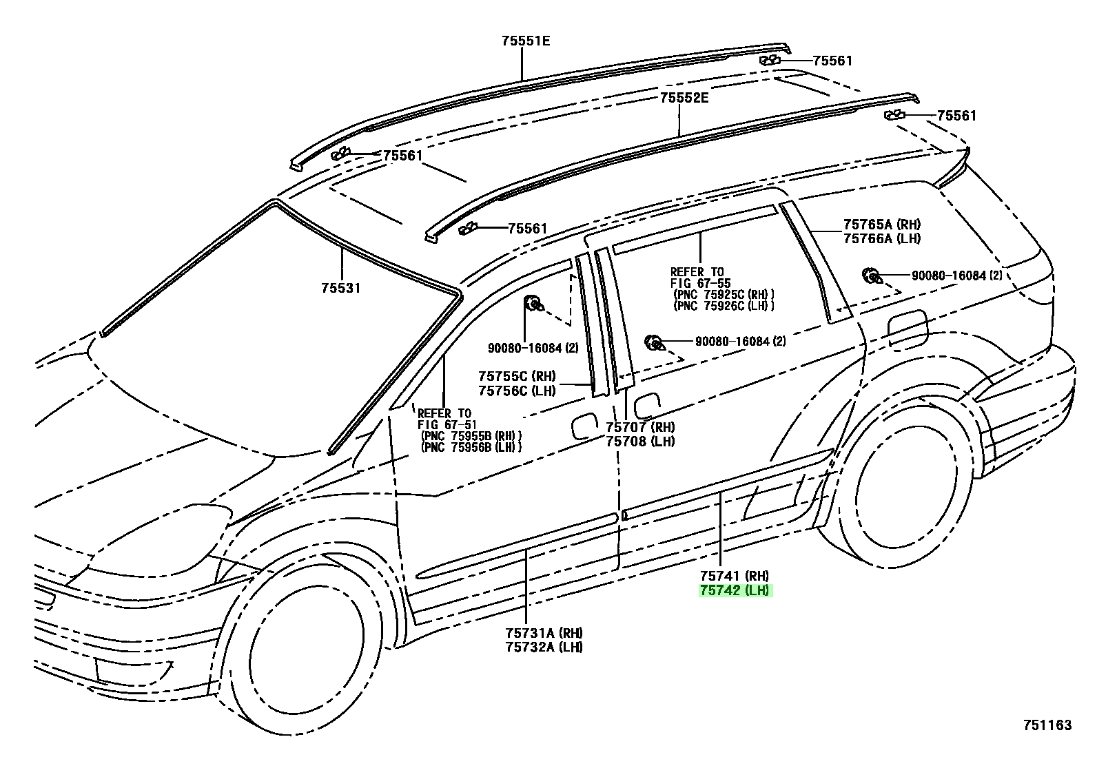 Buy Genuine Toyota 75742AE011 (75742-AE011) Moulding, Rear Door ...
