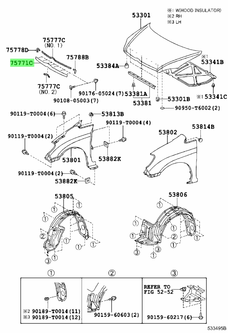 Buy Genuine Toyota 757710K240 (75771-0K240) Moulding, Hood, Front ...
