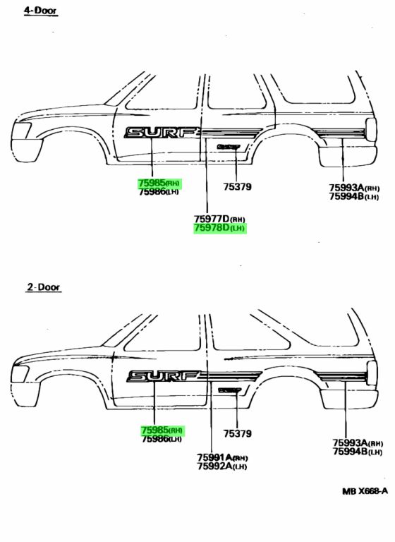 Buy Genuine Toyota 7597535180 (75975-35180) Stripe, Front Door, Rh ...
