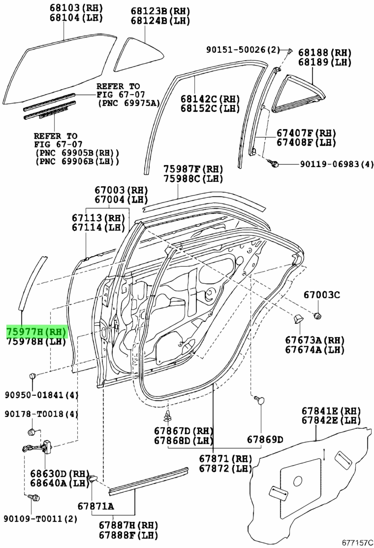 Buy Genuine Toyota 7597706060 (75977-06060) Stripe, Rear Door Outside ...