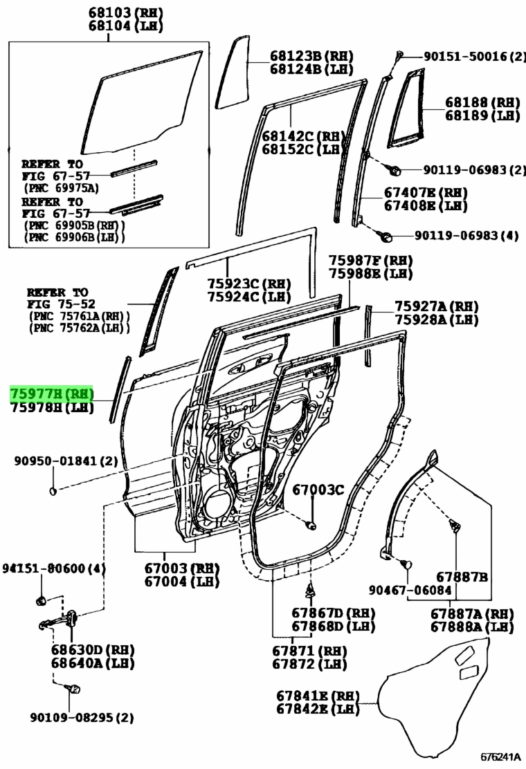 Buy Genuine Toyota 7597760180 (75977-60180) Stripe, Rear Door Outside ...