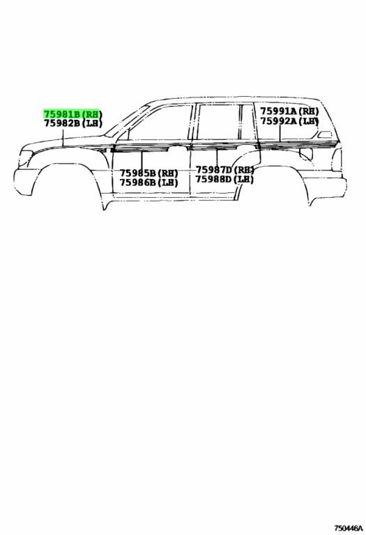 Buy Genuine Toyota 7598160820 (75981-60820) Stripe, Fender, Rh for ...