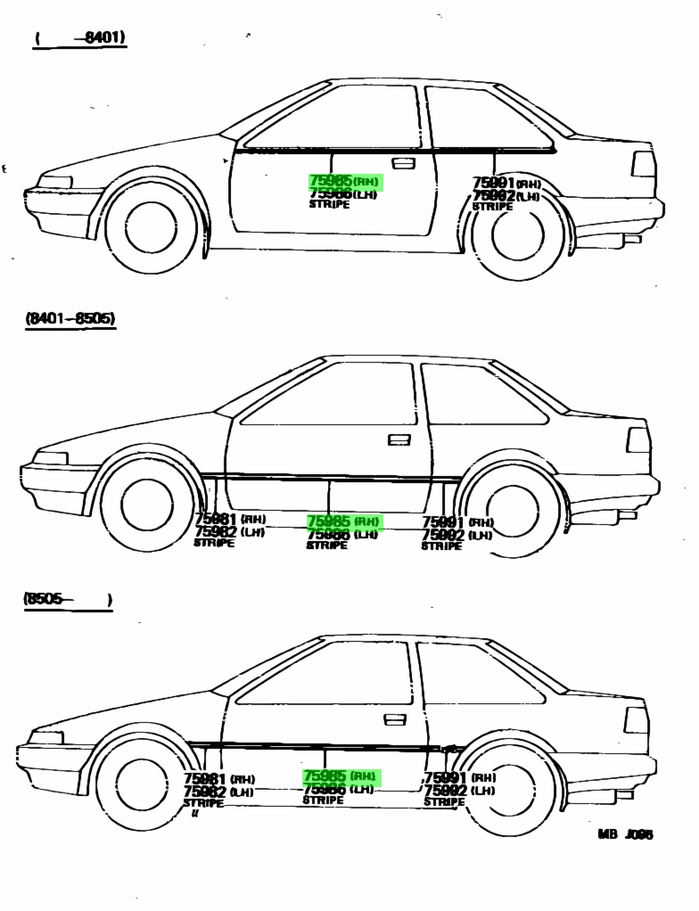 Buy Genuine Toyota 7598512430 (75985-12430) Stripe, Front Door, Rh for ...