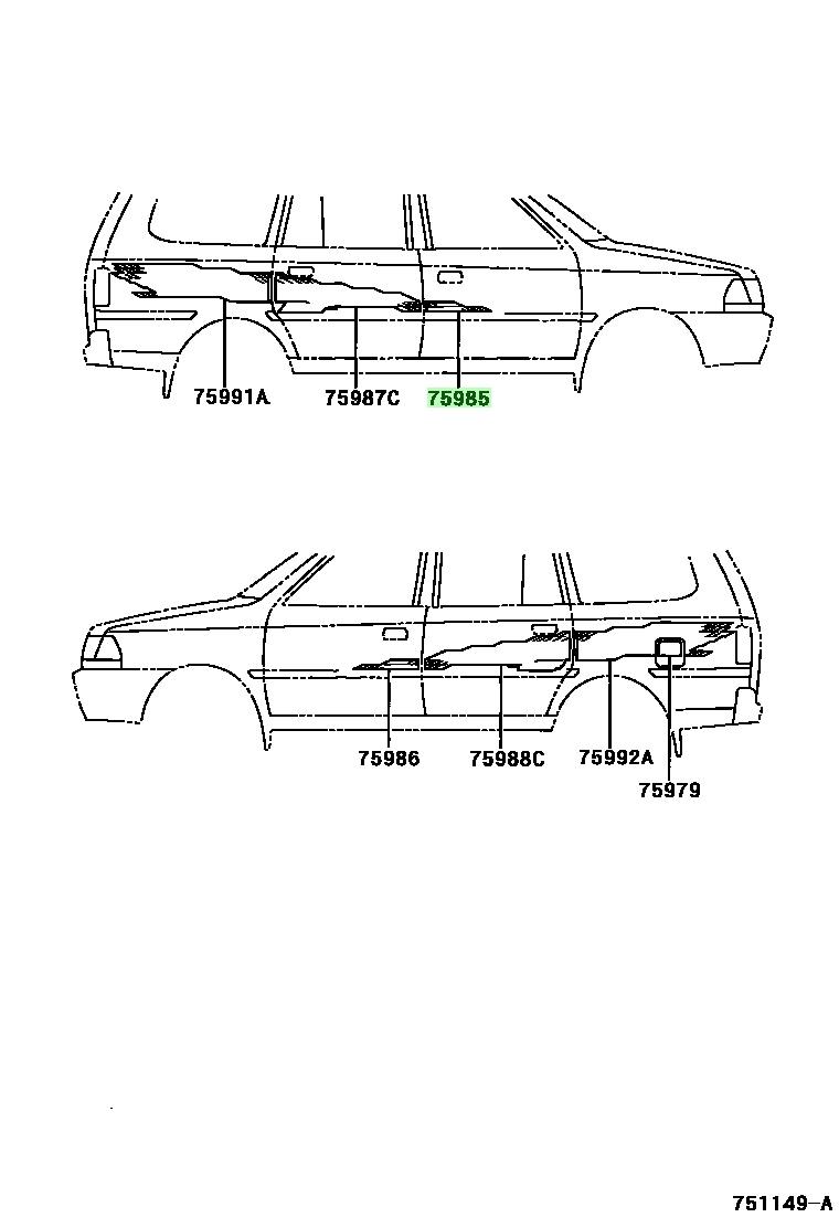 Buy Genuine Toyota 7598538130 (75985-38130) Stripe, Front Door, Rh ...