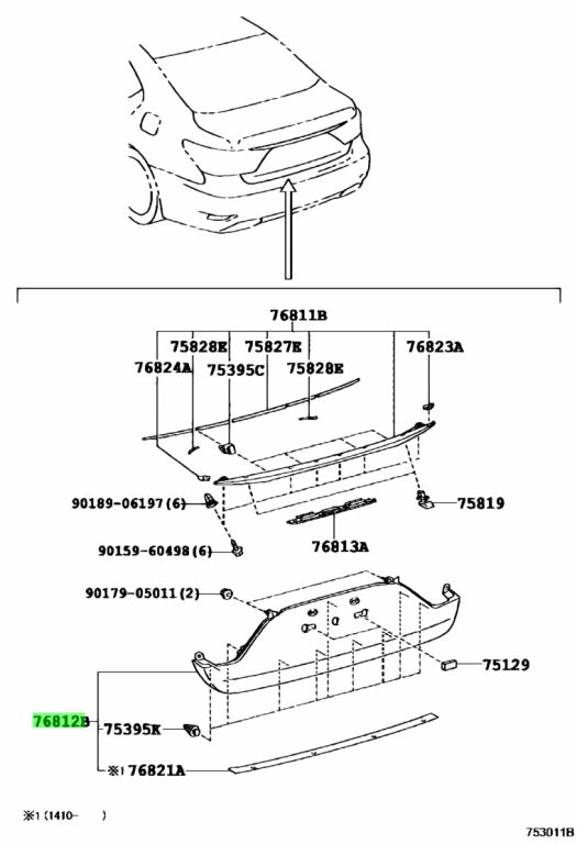 Buy Genuine Toyota 7680250020D0 (76802-50020-D0) Garnish, Luggage ...