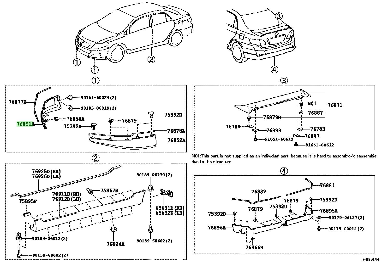 Buy Genuine Toyota 7685102906 (76851-02906) Cover, Front Spoiler, Rh ...