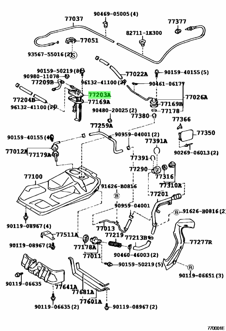 Купить Toyota 7720344020 (77203-44020) Трубка Металлическая. Цены ...