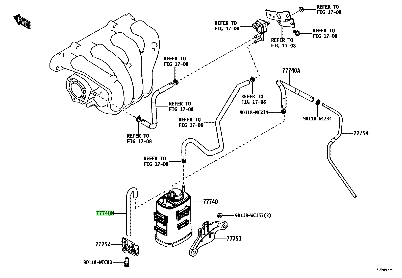 Buy Genuine Toyota 77226WC003 (77226-WC003) Hose, Charcoal Canister ...