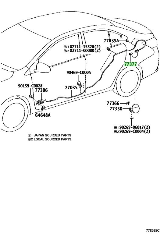 Buy Genuine Toyota 773770D070 (77377-0D070) Retainer, Fuel Filler ...