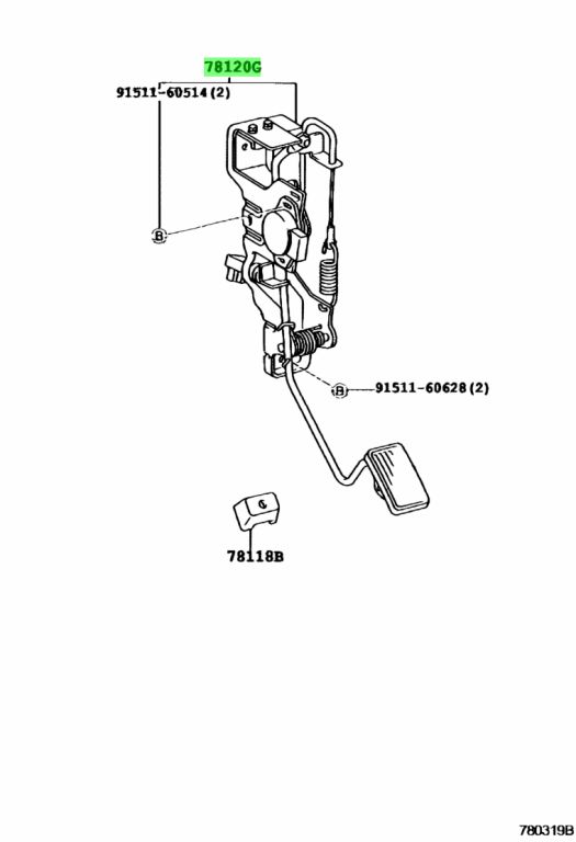 Купить Toyota 7801060010 (78010-60010) Педаль для Toyota Land Cruiser ...