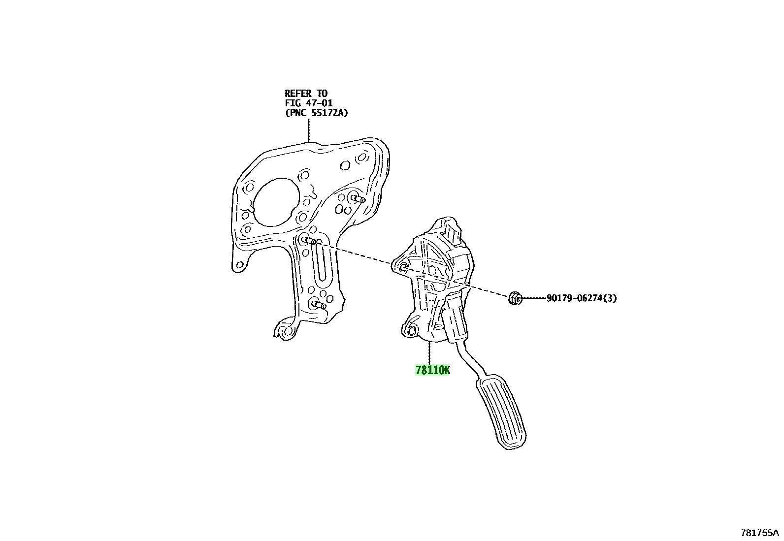 Buy Genuine Toyota 78110K0020 (78110-K0020) Rod Assy, Accelerator Pedal ...