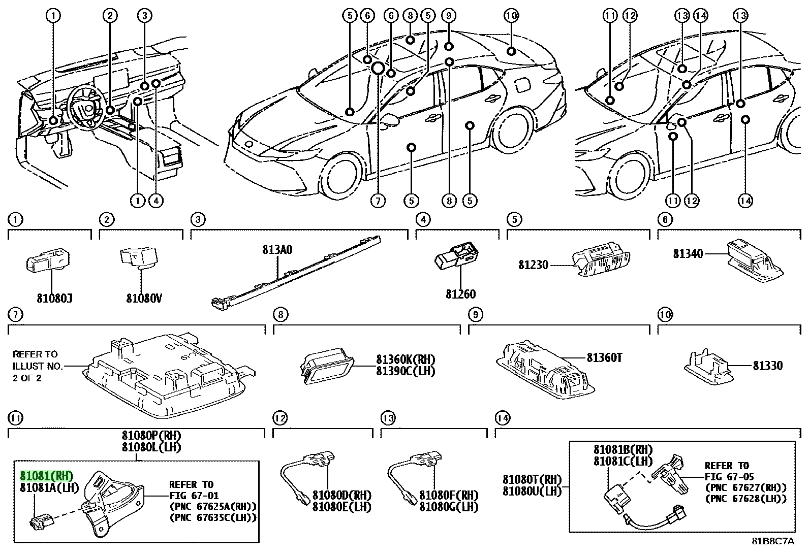 Buy Genuine Toyota 8108106130 (81081-06130) Lamp Sub-Assy, Interior ...