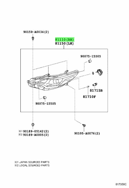Buy Genuine Toyota 8111006C70 (81110-06C70) Headlamp Assy, Rh for ...
