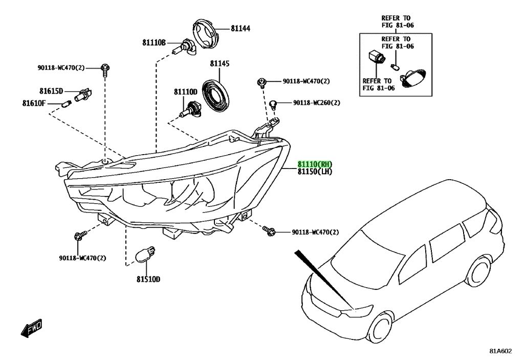 Buy Genuine Toyota 81130WC006 (81130-WC006) Headlamp Assy, Rh for ...