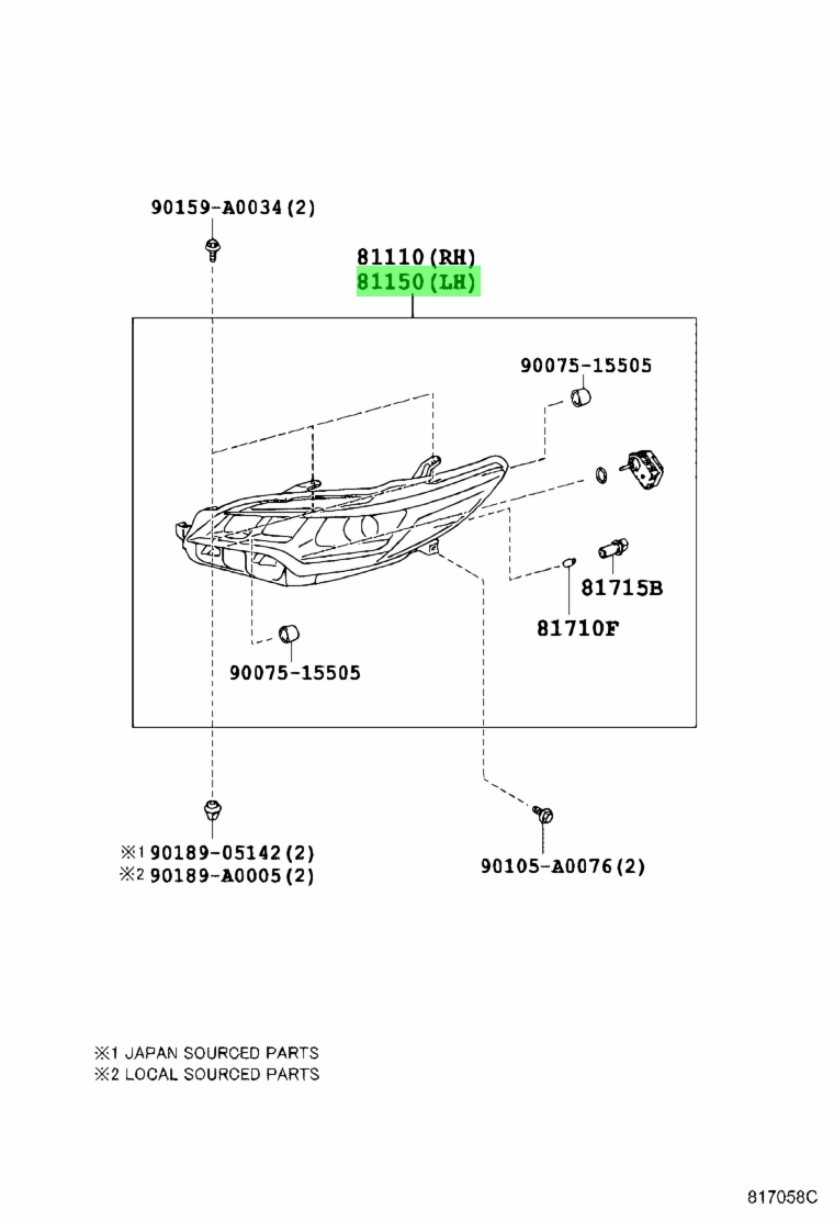 Buy Genuine Toyota 8115006C70 (81150-06C70) Headlamp Assy, Lh for ...