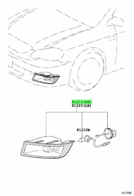 Buy Genuine Toyota 812100D100 (81210-0D100) Lamp Assy, Fog, Rh. Photos ...
