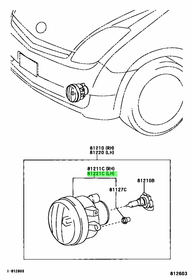 Buy Genuine Toyota 8122152061 (81221-52061) Lamp Unit, Fog Lamp, Lh ...