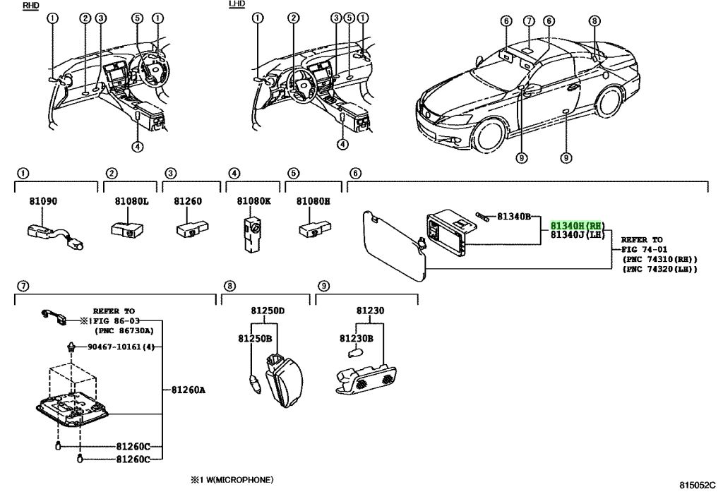 Buy Genuine Toyota 8134053090A0 (81340-53090-A0) Lamp Assy, Vanity, Rh ...