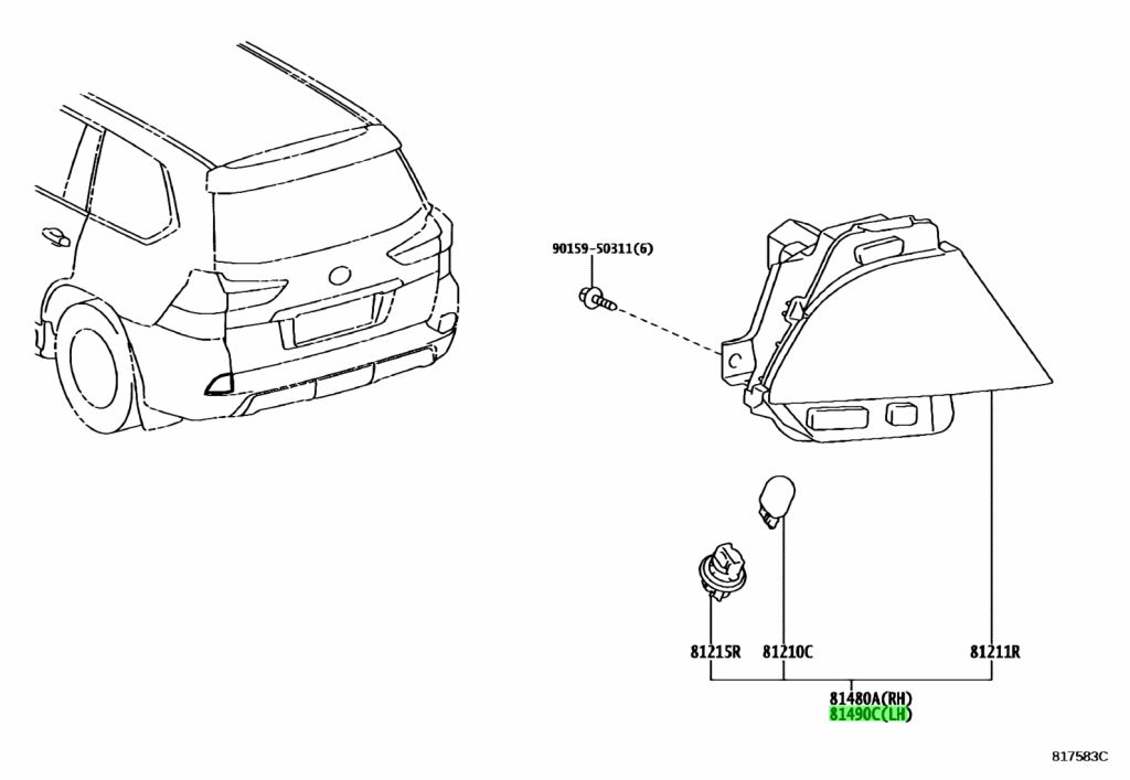 Buy Genuine Toyota 8149060100 (81490-60100) Lamp Assy, Rear Fog, Lh for ...