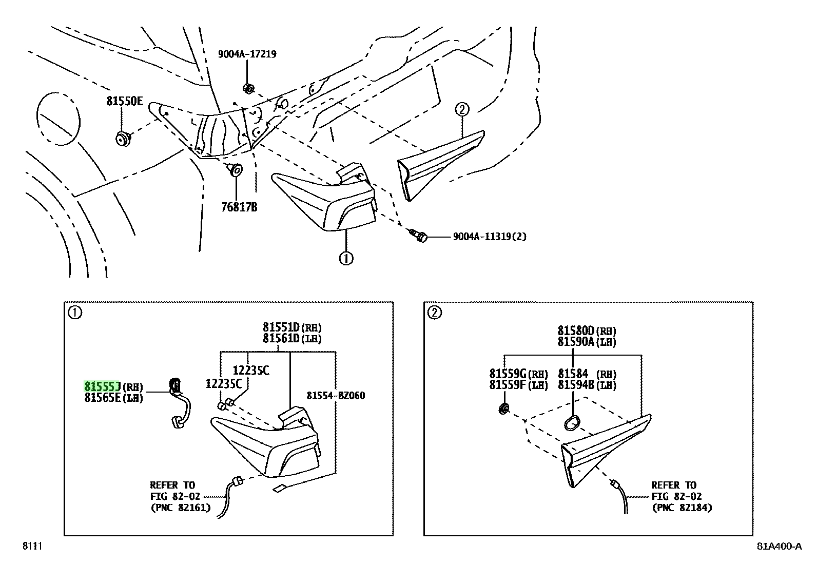 Buy Genuine Toyota 81555BZ240 (81555-BZ240) Socket & Wire, Rear ...