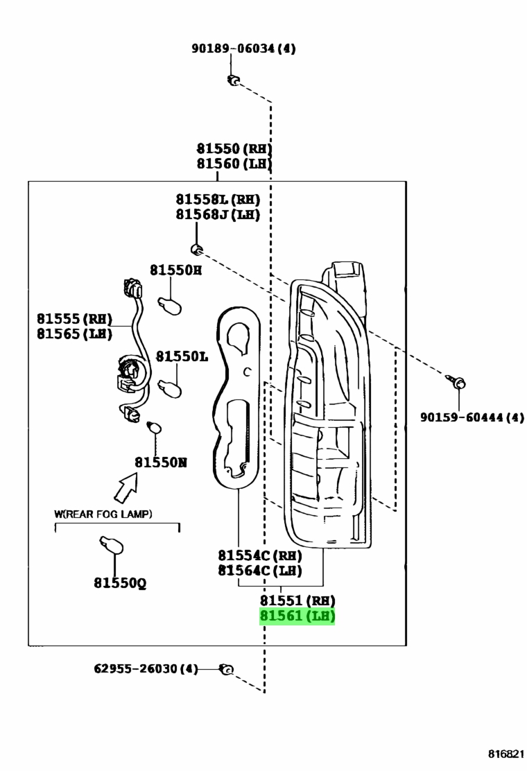 Buy Genuine Toyota 8156126440 (81561-26440) Lens, Rear Combination Lamp ...