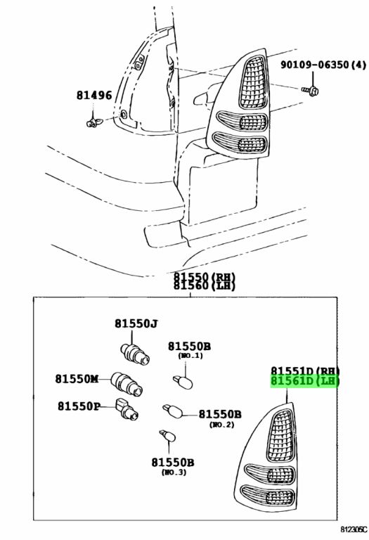 Buy Genuine Toyota 8156160621 (81561-60621) Lens & Body, Rear ...