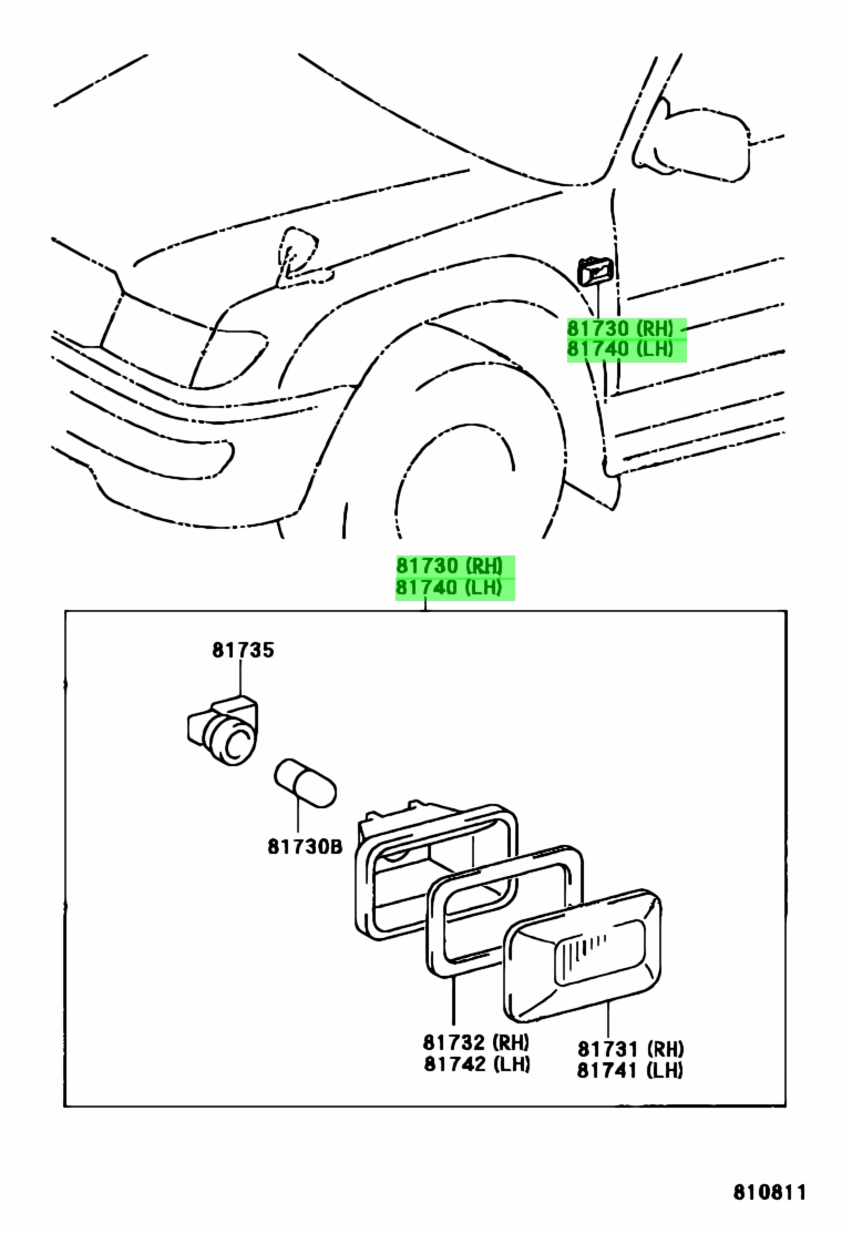 Buy Genuine Toyota 8173020192 (81730-20192) Lamp Assy, Side Turn Signal ...