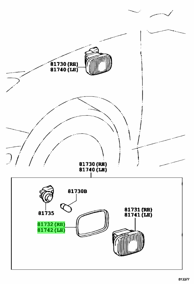 Buy Genuine Toyota 8173220220 (81732-20220) Gasket, Side Turn Signal ...