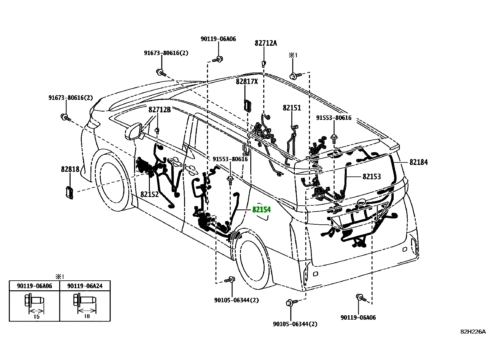 Buy Genuine Toyota 82054V2040 (82054-V2040) Wire, Rear Door, No.2 ...