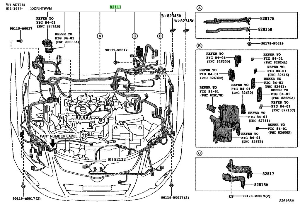 Buy Genuine Toyota 8211105L50 (82111-05L50) Wire, Engine Room Main ...