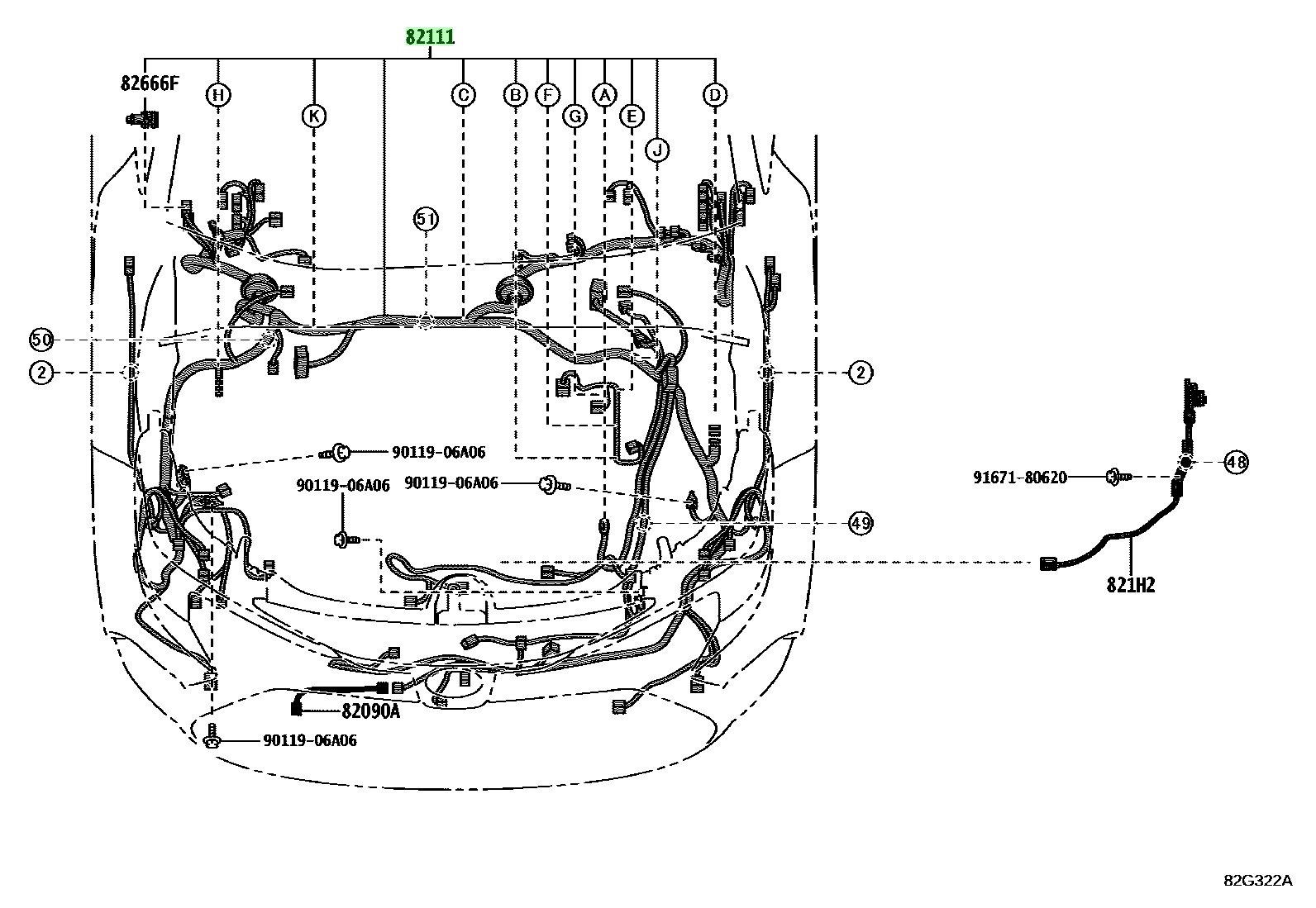 Buy Genuine Toyota 821111LA42 (82111-1LA42) Wire, Engine Room Main ...