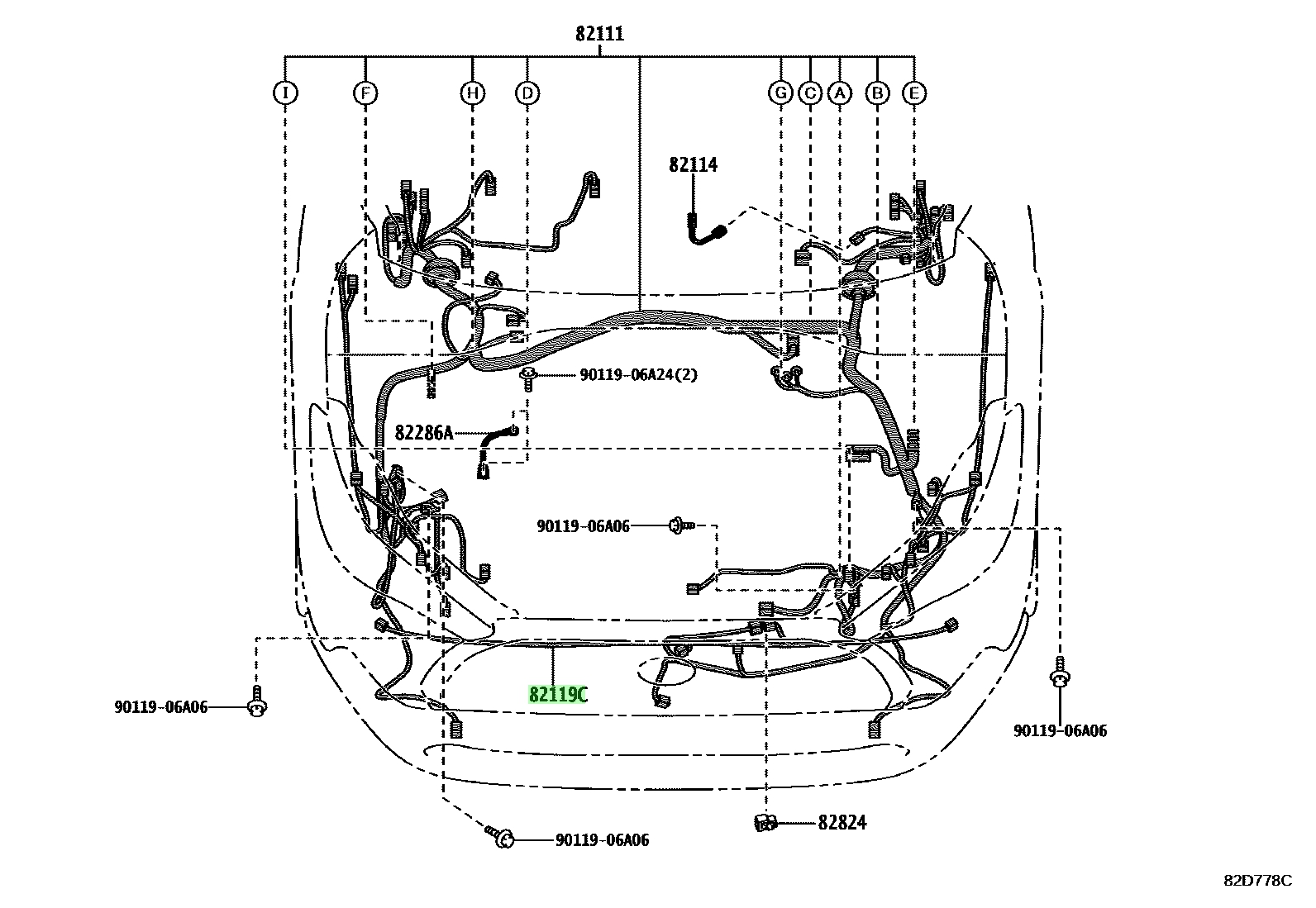 Buy Genuine Toyota 821190A110 (82119-0A110) Wire, Engine Room, No.5 ...