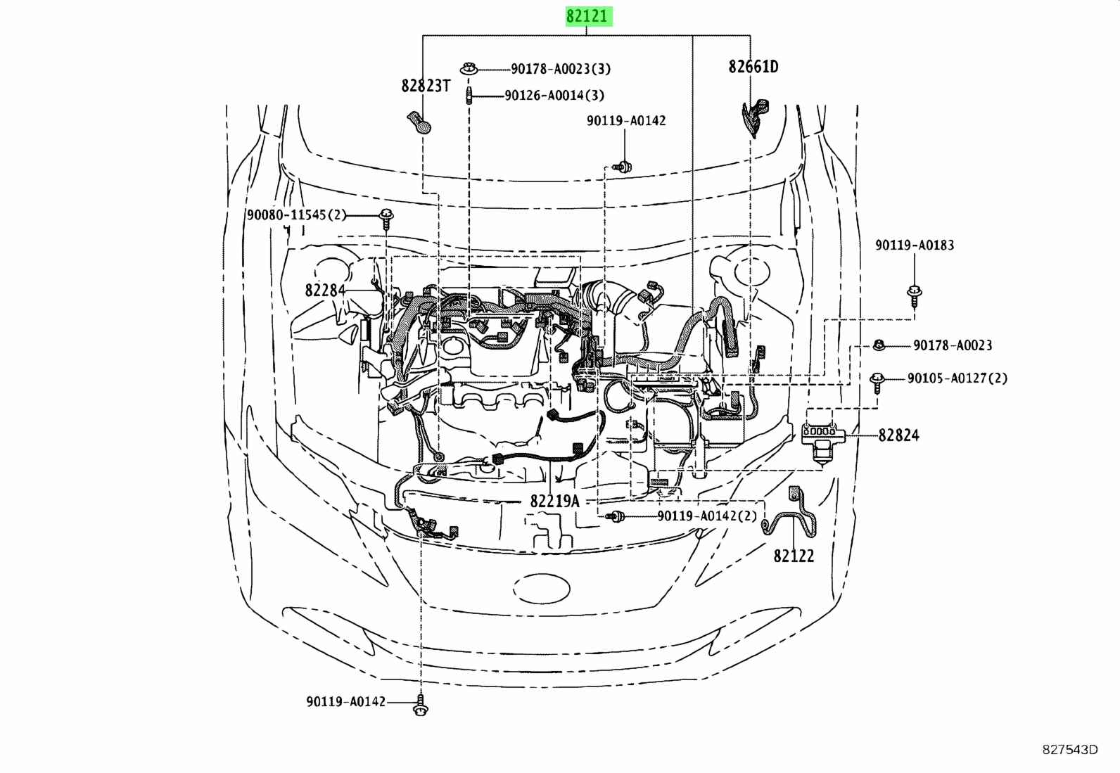 Buy Genuine Toyota 8212106C60 (82121-06C60) Wire, Engine. Photos - Amayama