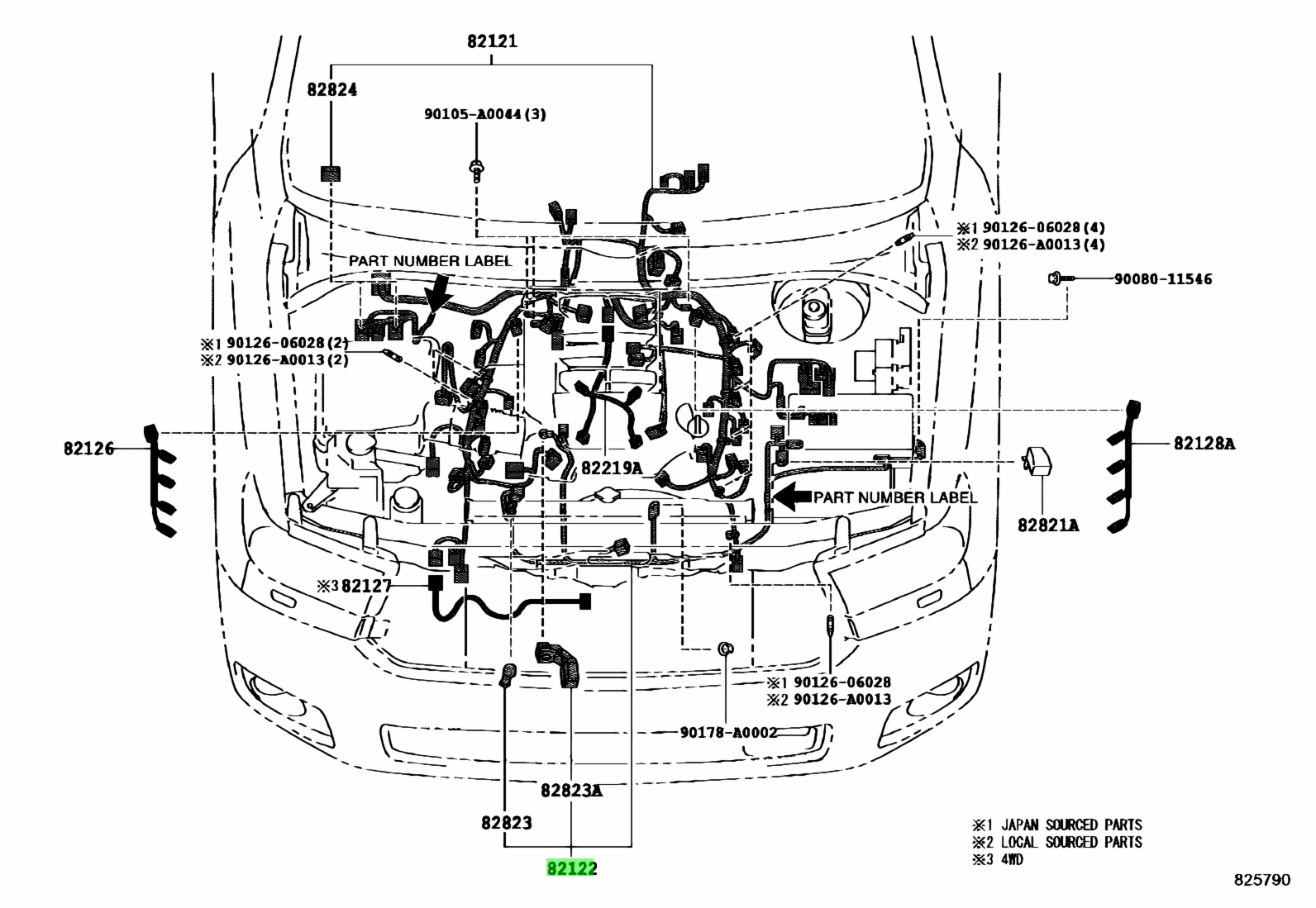 Buy Genuine Toyota 821220C220 (82122-0C220) Wire, Engine, No.2. Prices ...