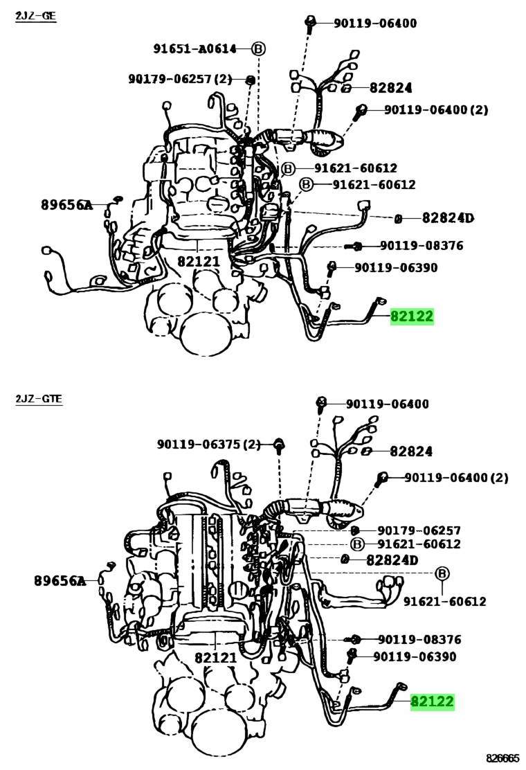 Buy Genuine Toyota 8212214550 (82122-14550) Wire, Engine, No.2 for ...