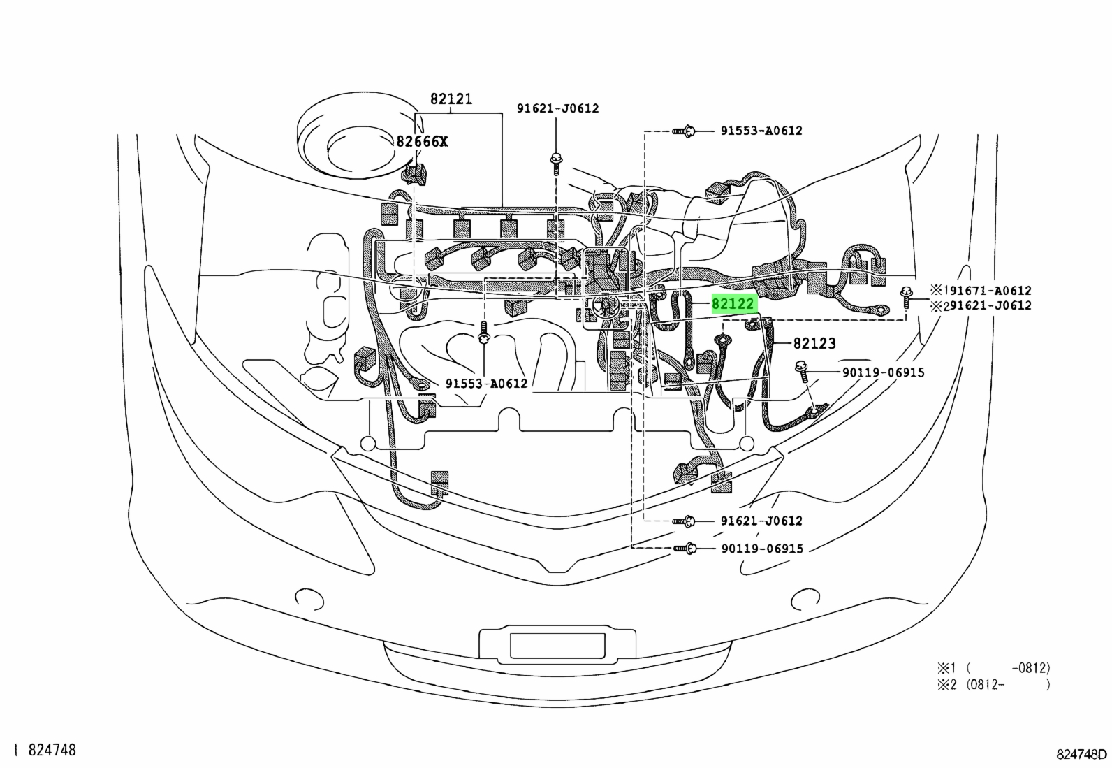 Buy Genuine Toyota 8212228590 (82122-28590) Wire, Engine, No.2. Prices ...