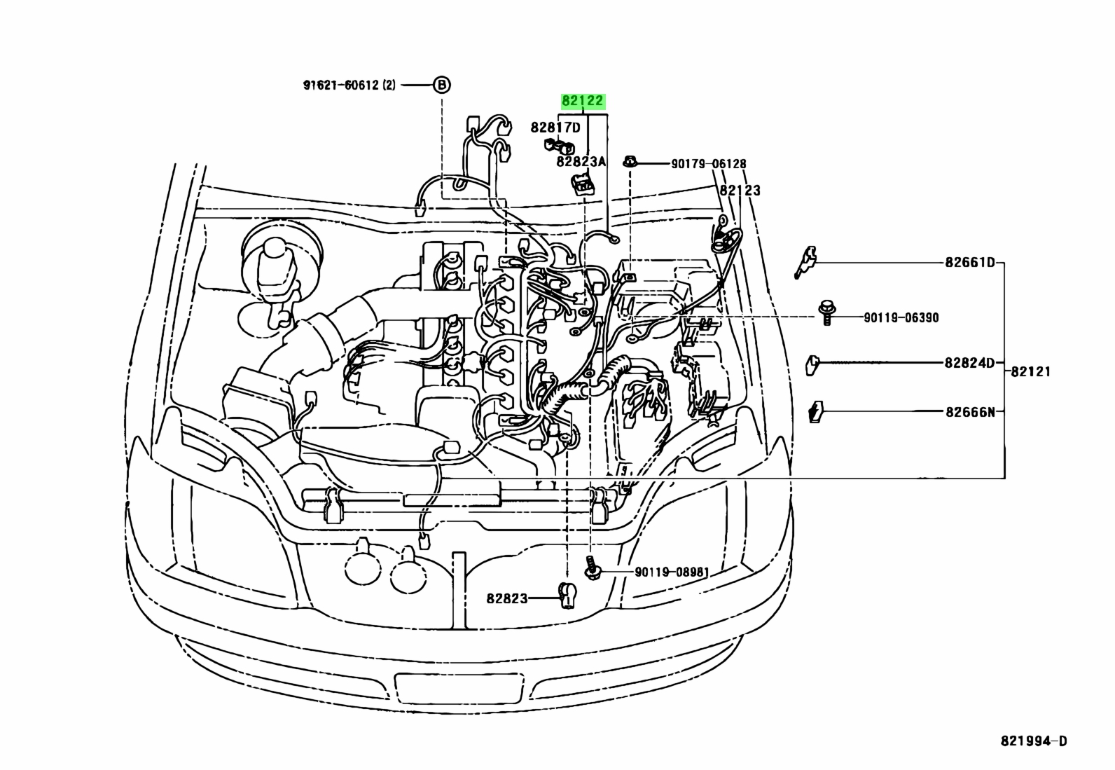 Купить Toyota 8212251140 (82122-51140) Wire, Engine, No.2. Цены ...
